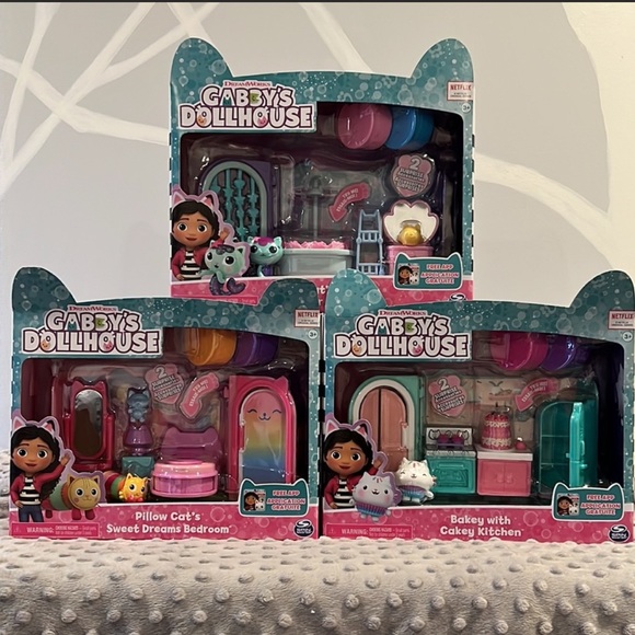 Dreamworks | Toys | Gabbys Dollhouse Bedroom Bathroom Kitchen 3 ...